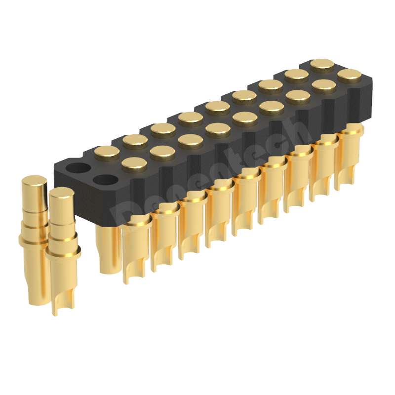 Denentech waterproof 2.00mm pitch H2.5mm dual row female solder pogo pin connector - Denentech ...